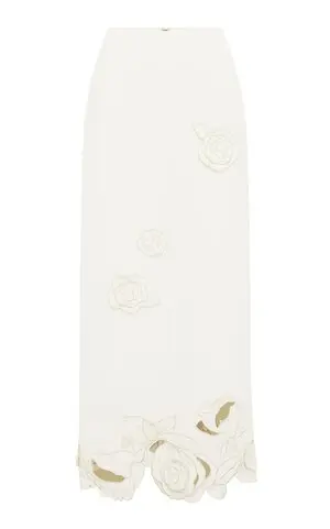 LEO LIN Kyra Appliquéd Maxi Skirt - Off-white