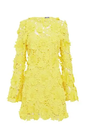 LEO LIN Suzanne Lace Mini Dress - Yellow