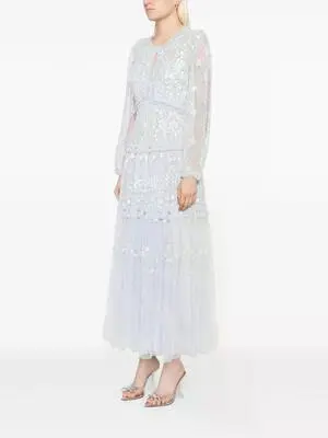 NEEDLE & THREAD Lace Long Sleeve Ankle Dress