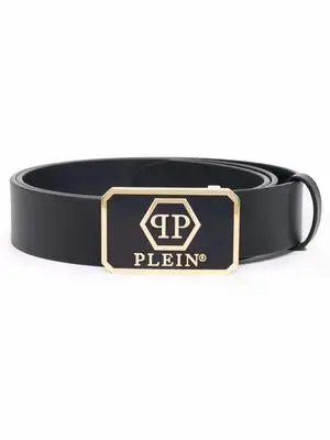 Philipp Plein Hexagon Logo Buckle Belt - Black