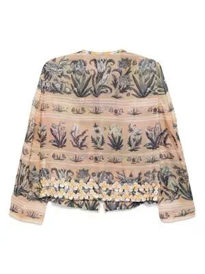 Biyan Embellished Printed Cropped Jacket