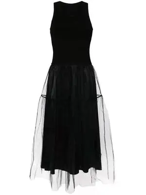 JNBY Tulle-inserts Midi Dress - Black