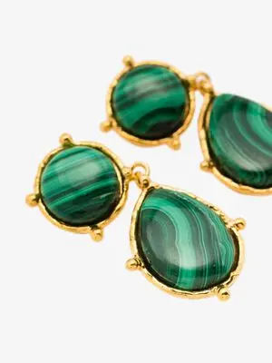 Sylvia Toledano Plated Malachite Drop Earrings