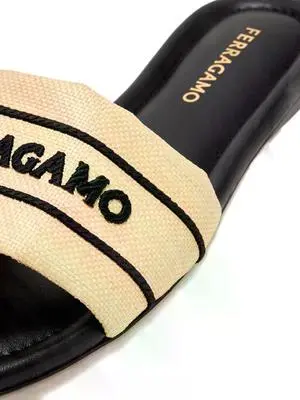 FERRAGAMO Canvas Slide Sandals