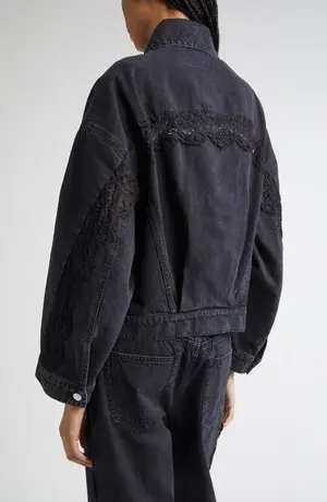 Stella McCartney Lace Trim Denim Trucker Jacket