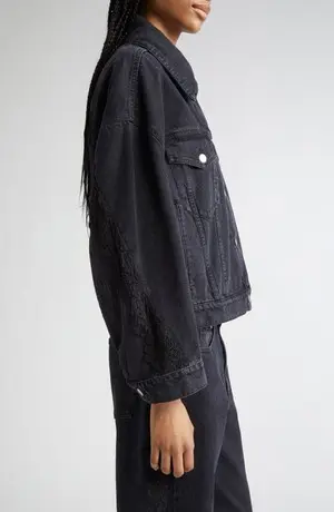 Stella McCartney Lace Trim Denim Trucker Jacket