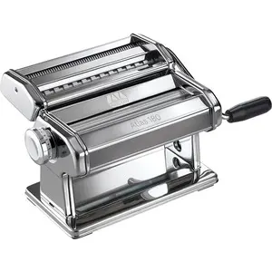MARCATO Atlas 180 Machine With Pasta Cutter, Hand Crank, And Instructions - Silver