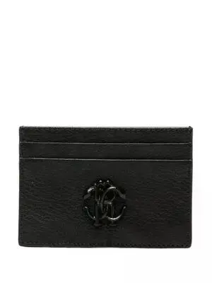 Roberto Cavalli Rc-plaque Leather Cardholder - Black