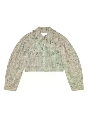 GANNI Tweed Jacket - Neutrals