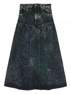 GANNI Gathered-detail Denim Skirt