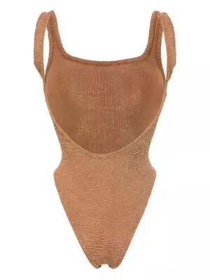 Hunza G Crinkled-effect Open-back Swimsuit - Neutrals