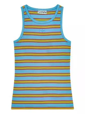 GANNI Striped Sleeveless Top - Blue