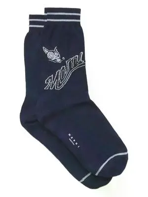 Marni Embroidered Logo Socks - Blue