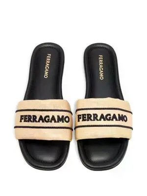 FERRAGAMO Canvas Slide Sandals