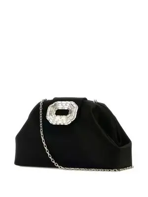 Amina Muaddi Crystal Embellished Camelia Clutch Bag - Black