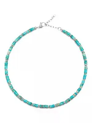 NIALAYA JEWELRY Turquoise Choker Necklace - Silver