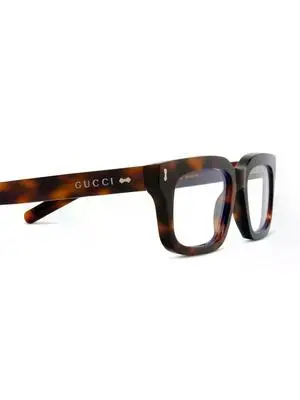 Gucci Acetate Rectangle Sunglasses With Clip-on Lenses