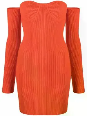 Helmut Lang Sweetheart Neckline Ribbed Knit Mini Dress