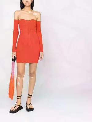 Helmut Lang Sweetheart Neckline Ribbed Knit Mini Dress