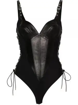 MITILIANE COUTURE Leather-trim Bodysuit