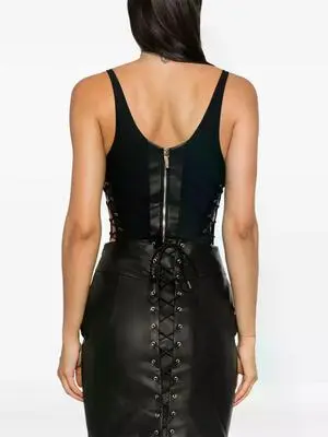 MITILIANE COUTURE Leather-trim Bodysuit