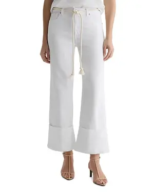 Ag Saige Wide-leg Crop Jeans With Cuff - White