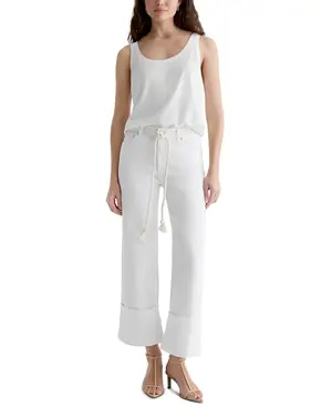 Ag Saige Wide-leg Crop Jeans With Cuff - White