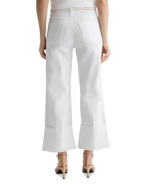 Ag Saige Wide-leg Crop Jeans With Cuff - White