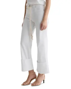 Ag Saige Wide-leg Crop Jeans With Cuff - White