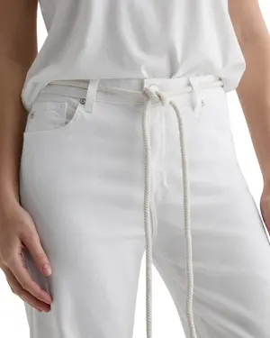 Ag Saige Wide-leg Crop Jeans With Cuff - White