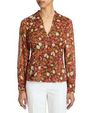 Santorelli Winnie Long Sleeve Buttoned Floral Blouse - Coconut Multi