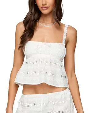 EDIKTED Eyelet Babydoll Top