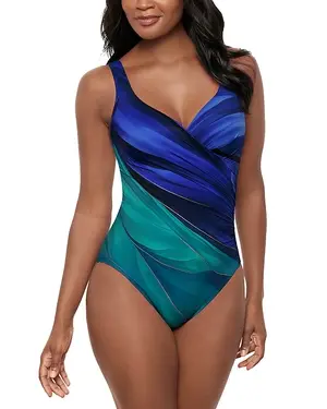 Miraclesuit Maldiva It's A Wrap One Piece Swimsuit - Blue Multi