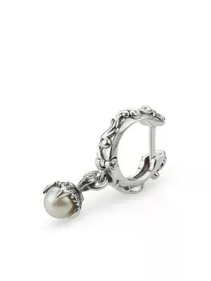 Emanuele Bicocchi Pearl-pendant Hoop Single Earring - Silver