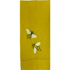 MAISON D'HAITI Tea Towelsbuzzing Bees Mustard Yellow