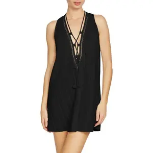 Robin Piccone Lace-up Cover-up Tunic - Black