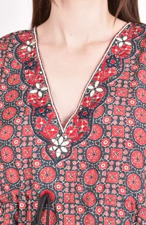 RAAS Yana Embroidered Ajrakh Kaftan Top