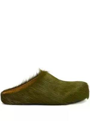 Marni Long Hair Calfskin Fussbett Sabots - Green