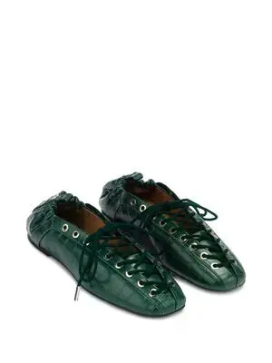 GANNI Lace-up Ballerina Flats - Green