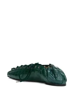 GANNI Lace-up Ballerina Flats - Green