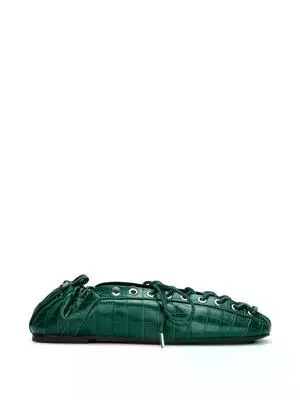 GANNI Lace-up Ballerina Flats - Green