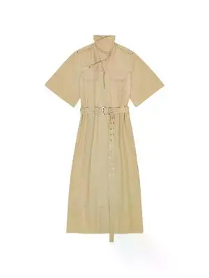 GANNI Belted Shirt Dress - Neutrals