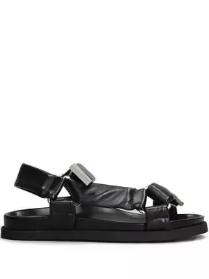 Attico Salinas Leather Flat Sandals - Black