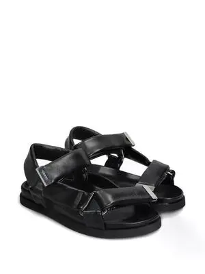 Attico Salinas Leather Flat Sandals - Black