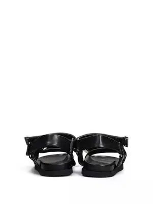 Attico Salinas Leather Flat Sandals - Black