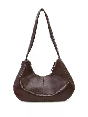GANNI Medium Croc-embossed Shoulder Bag - Brown