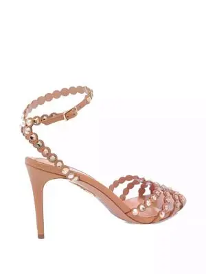 AQUAZZURA 85mm Leather Heeled Sandals - Neutrals