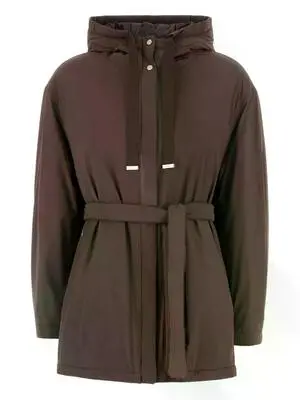 Herno Belted Hooded Jacket - Brown