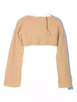 Marni Asymmetrical Knitted Crop Sweater - Neutrals