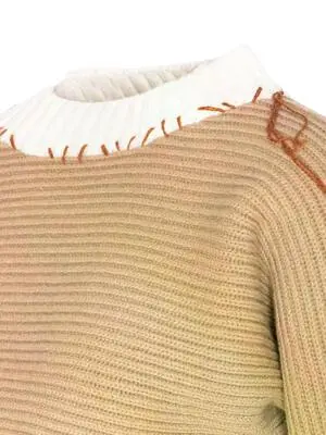 Marni Asymmetrical Knitted Crop Sweater - Neutrals